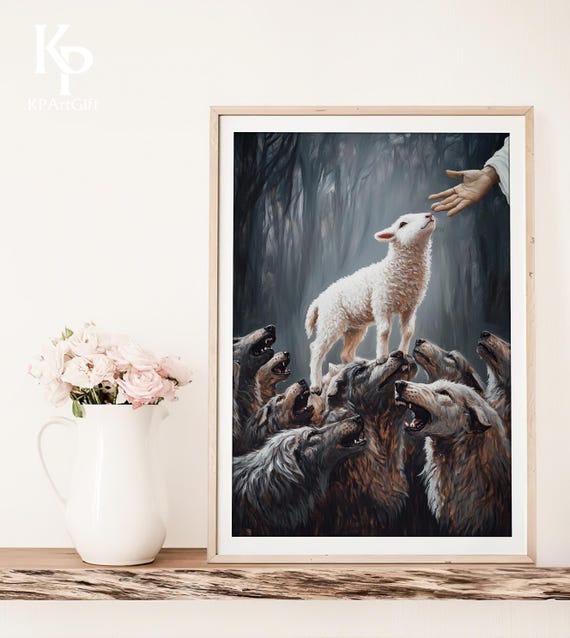 Wolf Protecting Sheep