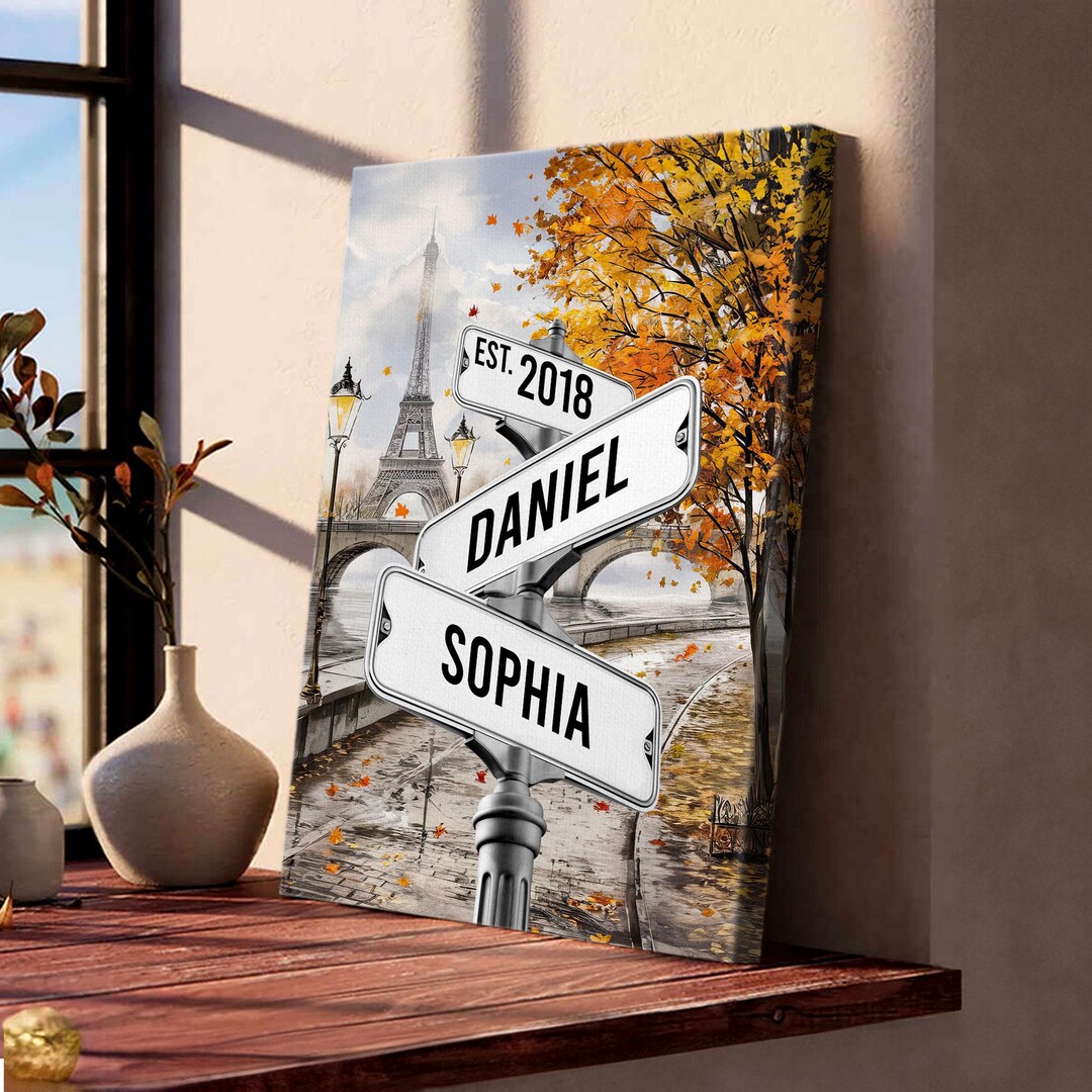 Personalized Street Sign Canvas - Custom Names, NYC Backdrop, Romantic ...