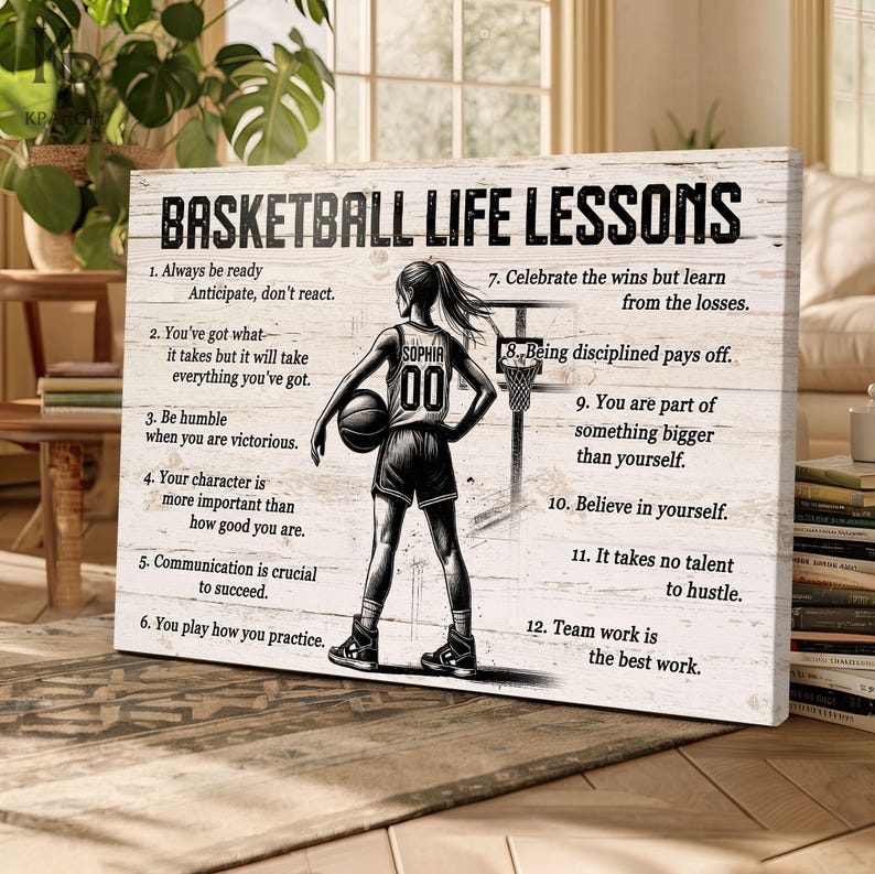 Basketball Life Lessons Personalized Canvas, Custom Basketball Poster ...