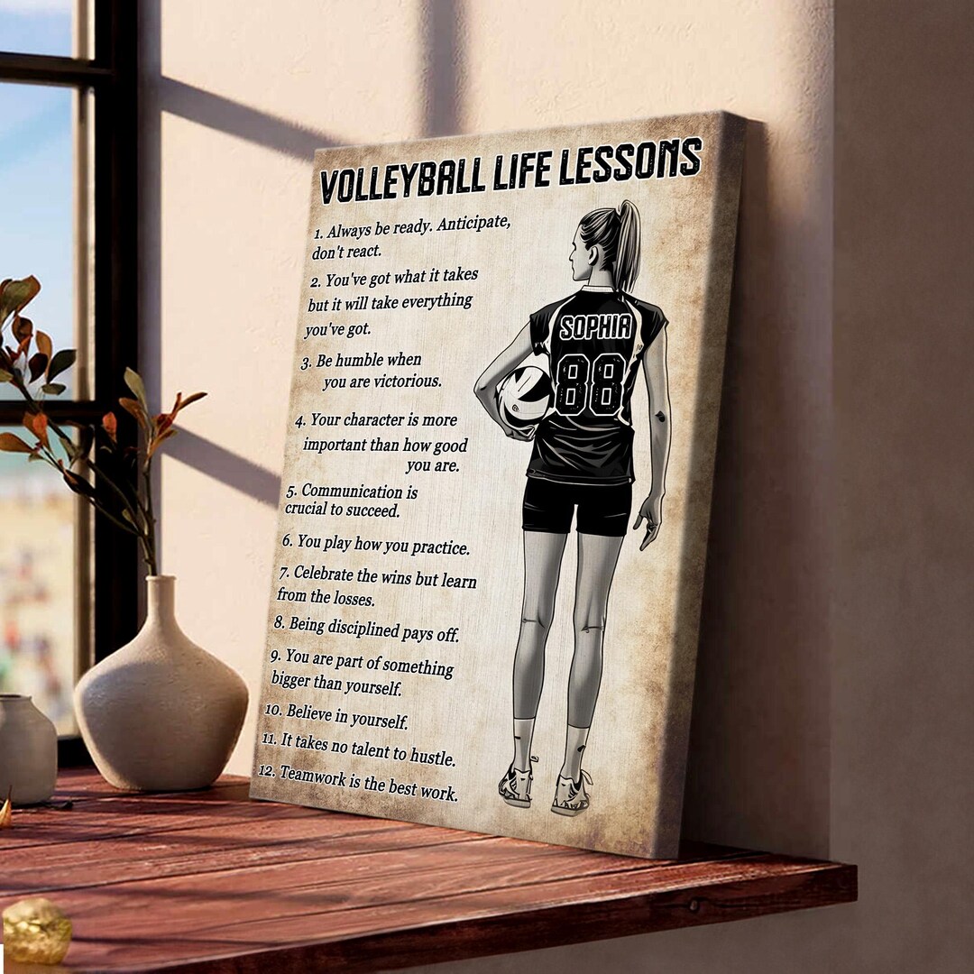 Personalized Volleyball Life Lessons Canvas for Girl, Women, Female ...