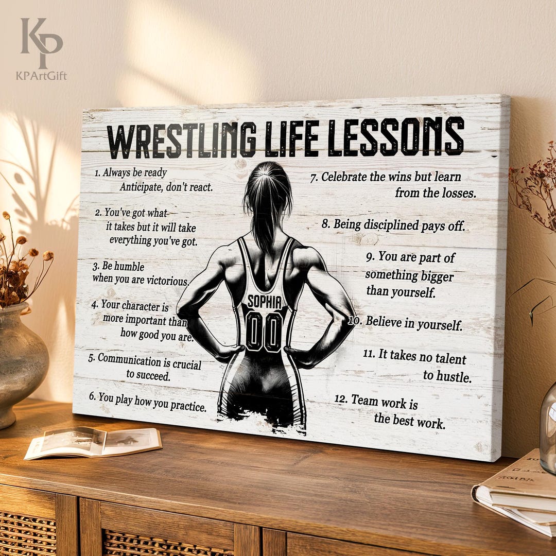 Wrestling Life Lessons Personalized Canvas, Custom Wrestling Poster ...
