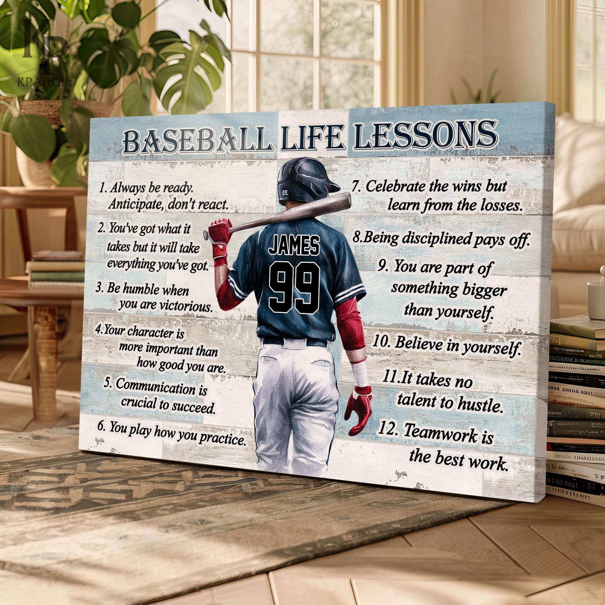 Baseball Life Lessons Custom Canvas - Personalized Motivational Sports ...
