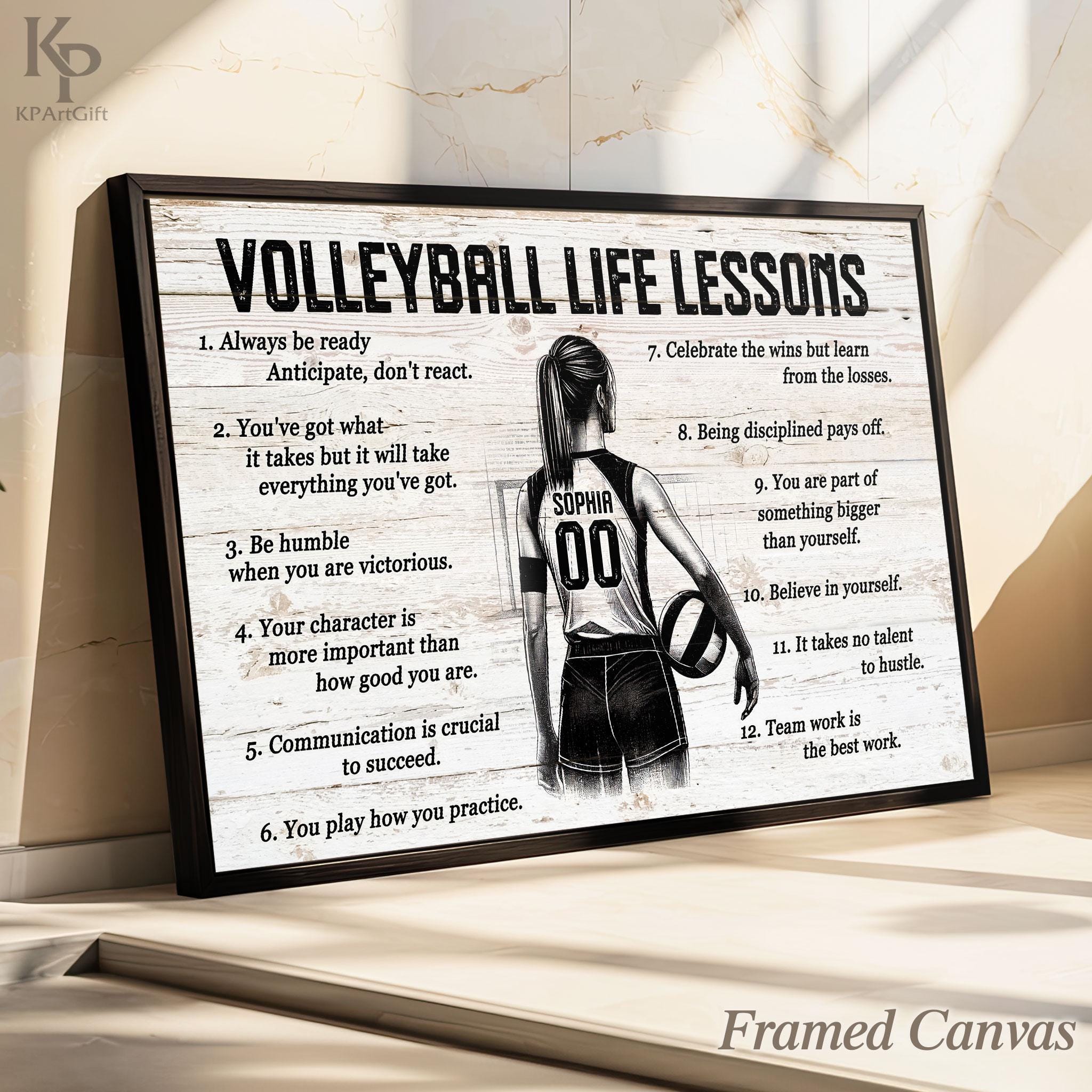 Volleyball Life Lessons Personalized Canvas, Custom Volleyball Poster ...