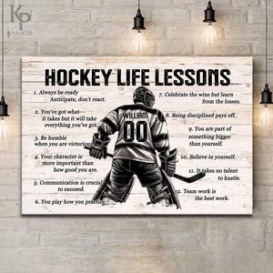 Hockey Life Lessons Personalized Canvas, Custom Hockey Poster Print ...