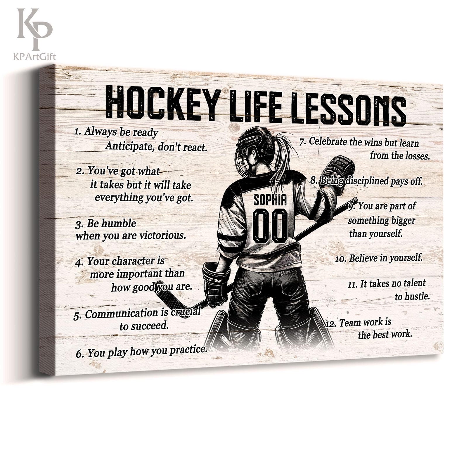 Hockey Life Lessons Personalized Canvas, Custom Hockey Poster Print ...
