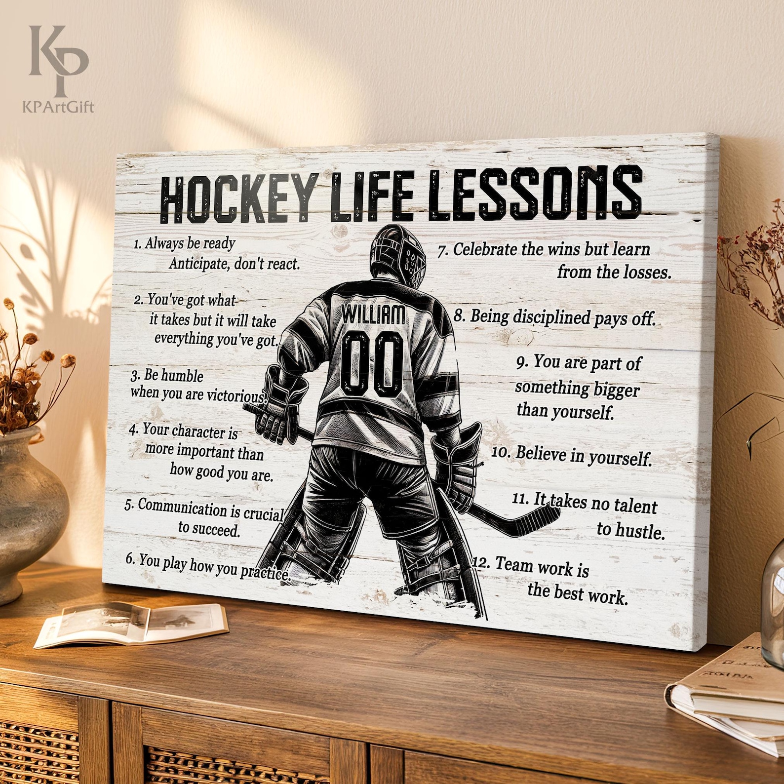 Hockey Life Lessons Personalized Canvas, Custom Hockey Poster Print ...
