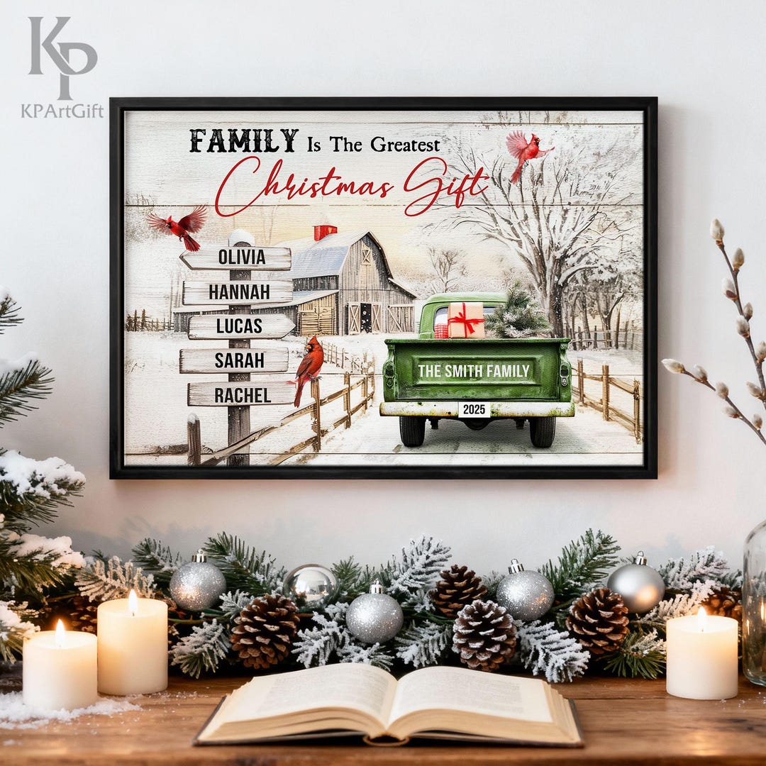 Family is the Greatest Christmas Gift Personalized Canvas, Winter ...