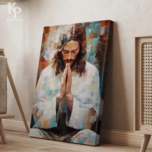 Jesus Praying Canvas Art, Sacred Moment of Reflection, Christian Wall ...