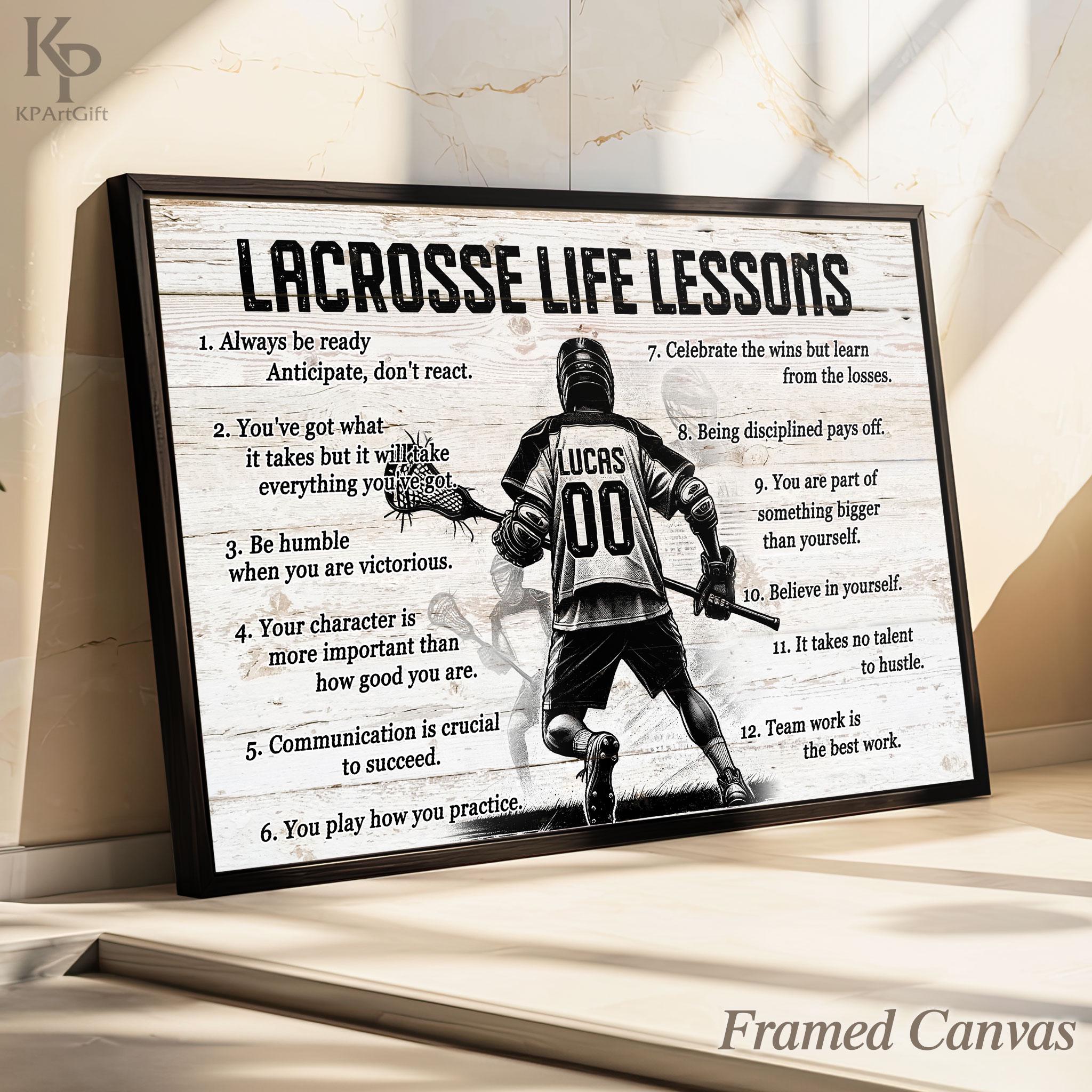 Lacrosse Life Lessons Personalized Canvas, Custom Lacrosse Poster Print ...