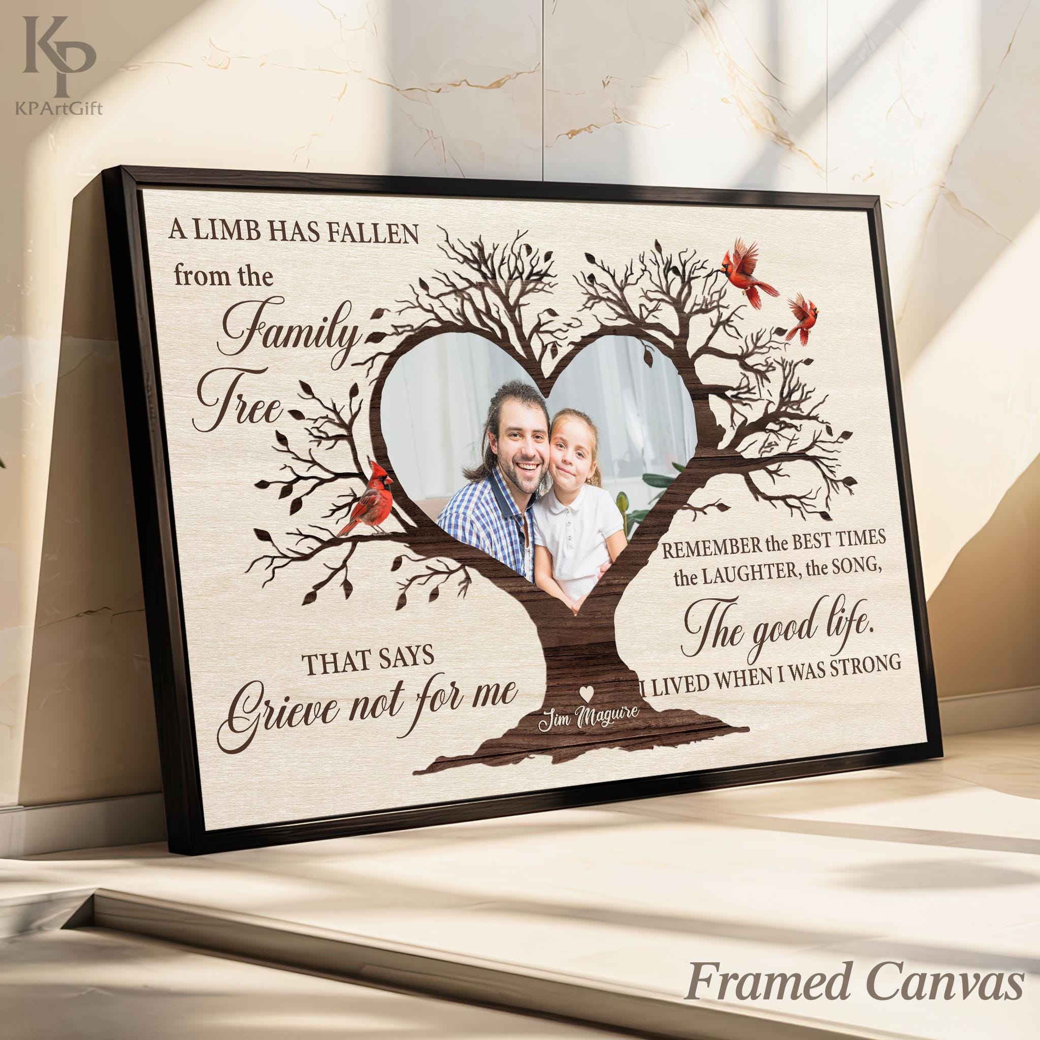 Custom Memorial Canvas With Family Tree, A Limb Has Fallen, Grief ...