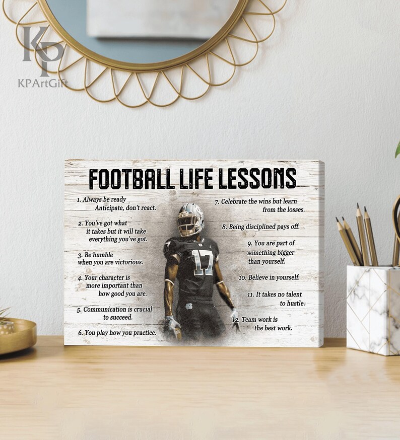 Football Life Lessons Personalized Canvas Poster, Custom Football Wall ...