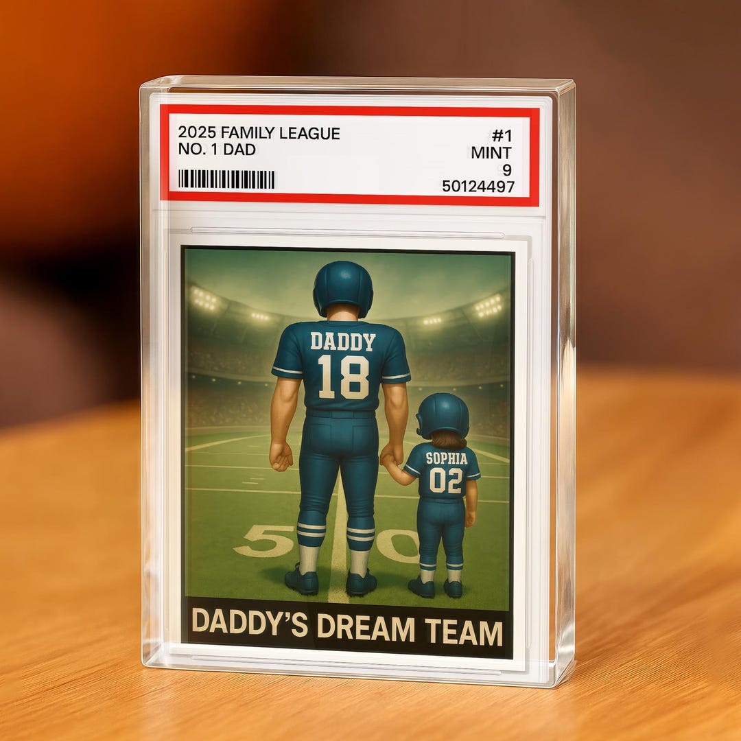 Football No.1 Dad Grandpa Man & Kids Trading Card Style, Father's Day ...