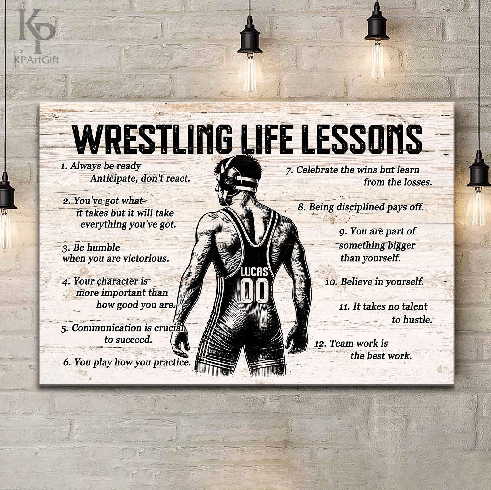Wrestling Life Lessons Personalized Canvas, Custom Wrestling Poster ...