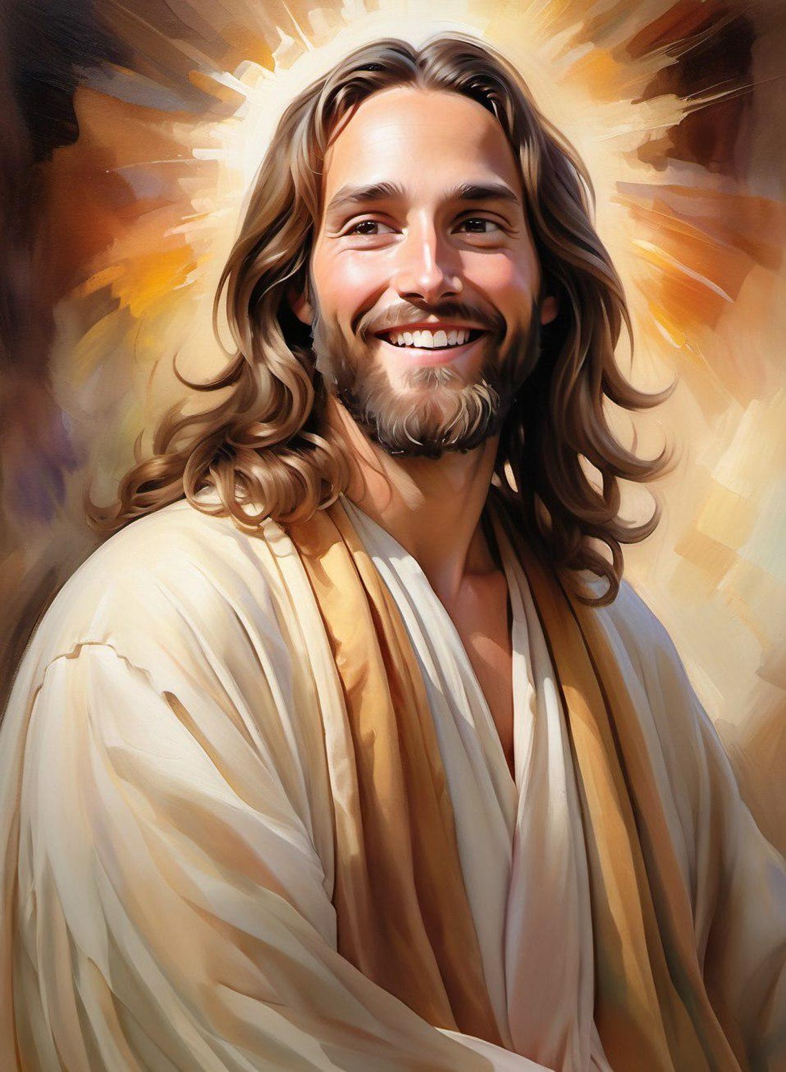 Laughing Smiling Christ Christ's Embrace Jesus Watercolor, Minimal ...