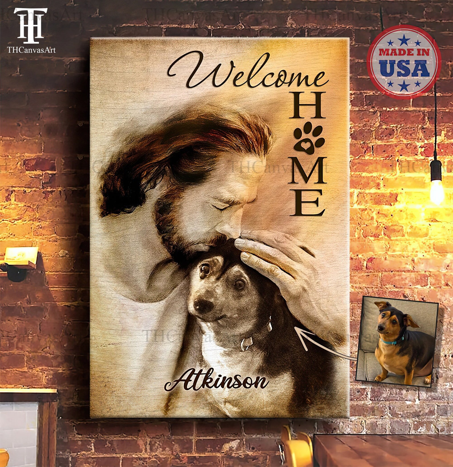 Custom Dog Memorial Passing Gift Pet Loss Frame Portrait Photo Canvas ...