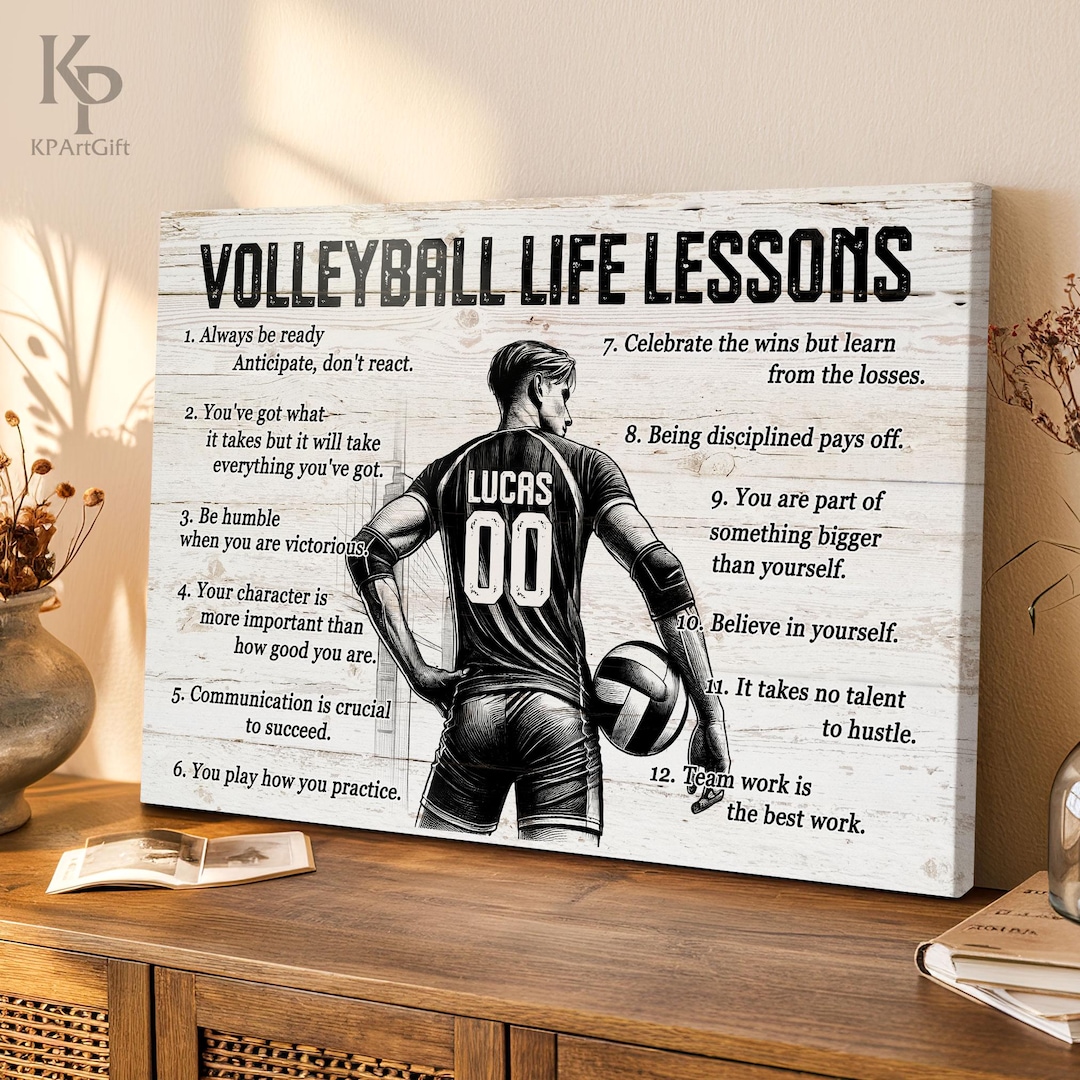 Volleyball Life Lessons Personalized Canvas, Custom Volleyball Poster ...