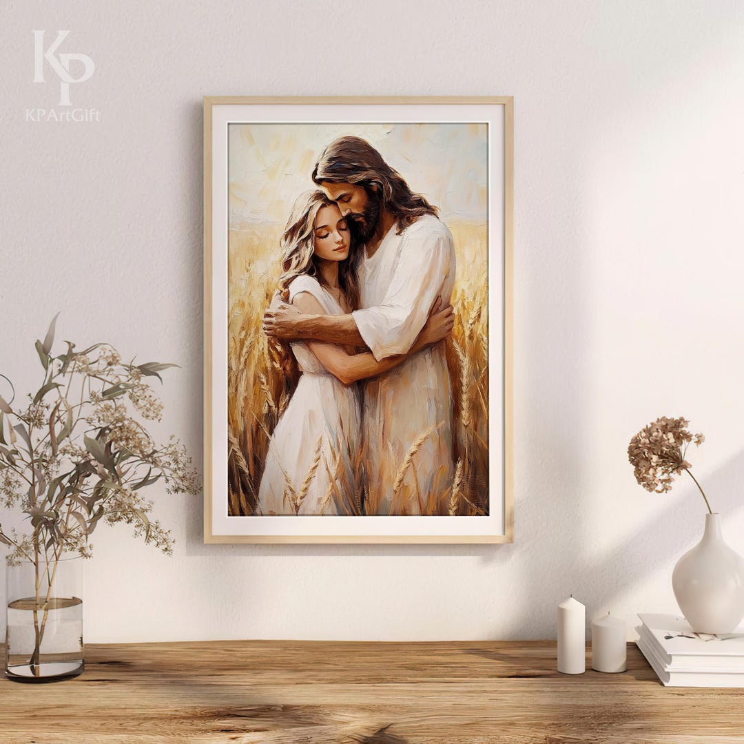 Jesus Hugging Girl Art, Healing Embrace, Jesus and Woman Painting ...