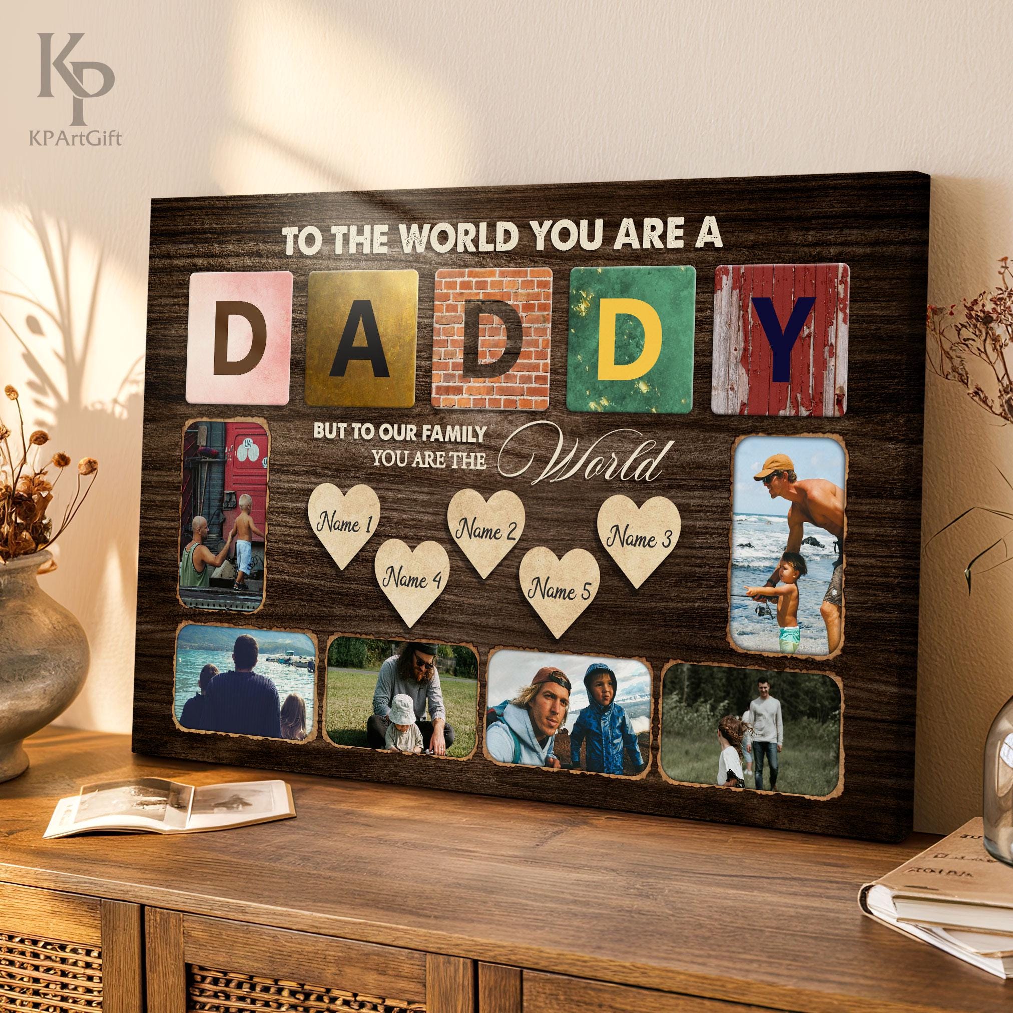 Personalized Daddy Canvas, Custom Photo Wall Art for Dad, Father’s Day ...