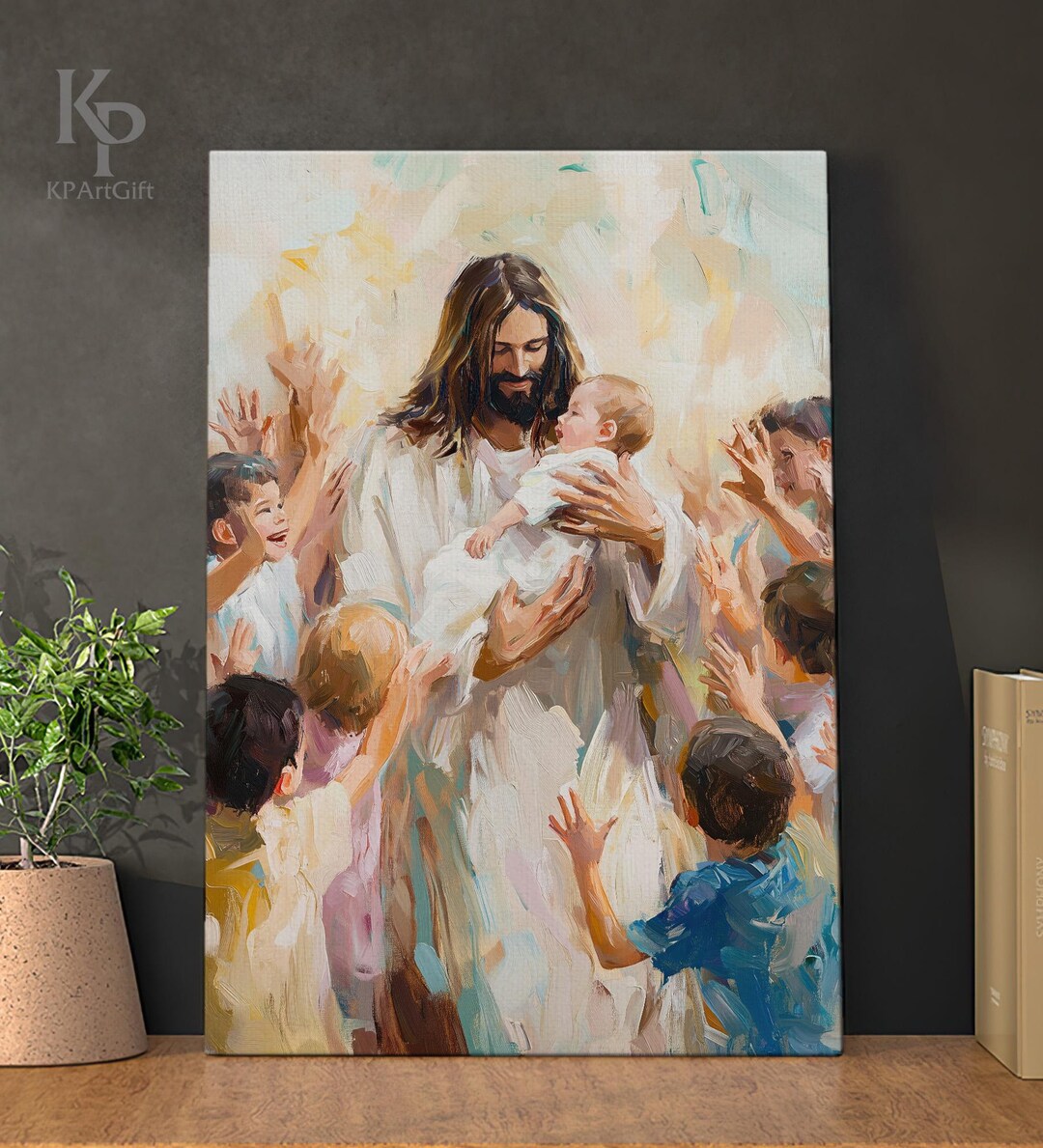Jesus With Children Canvas, Christian Art of Love, Faith & Protection ...
