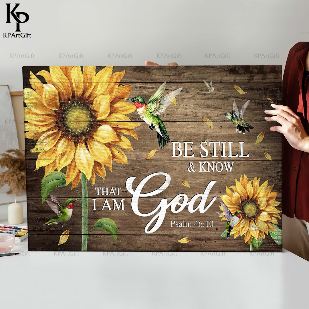 Be Still Sunflower Canvas, Christian Sunflower Canvas, Sunflower Canvas ...