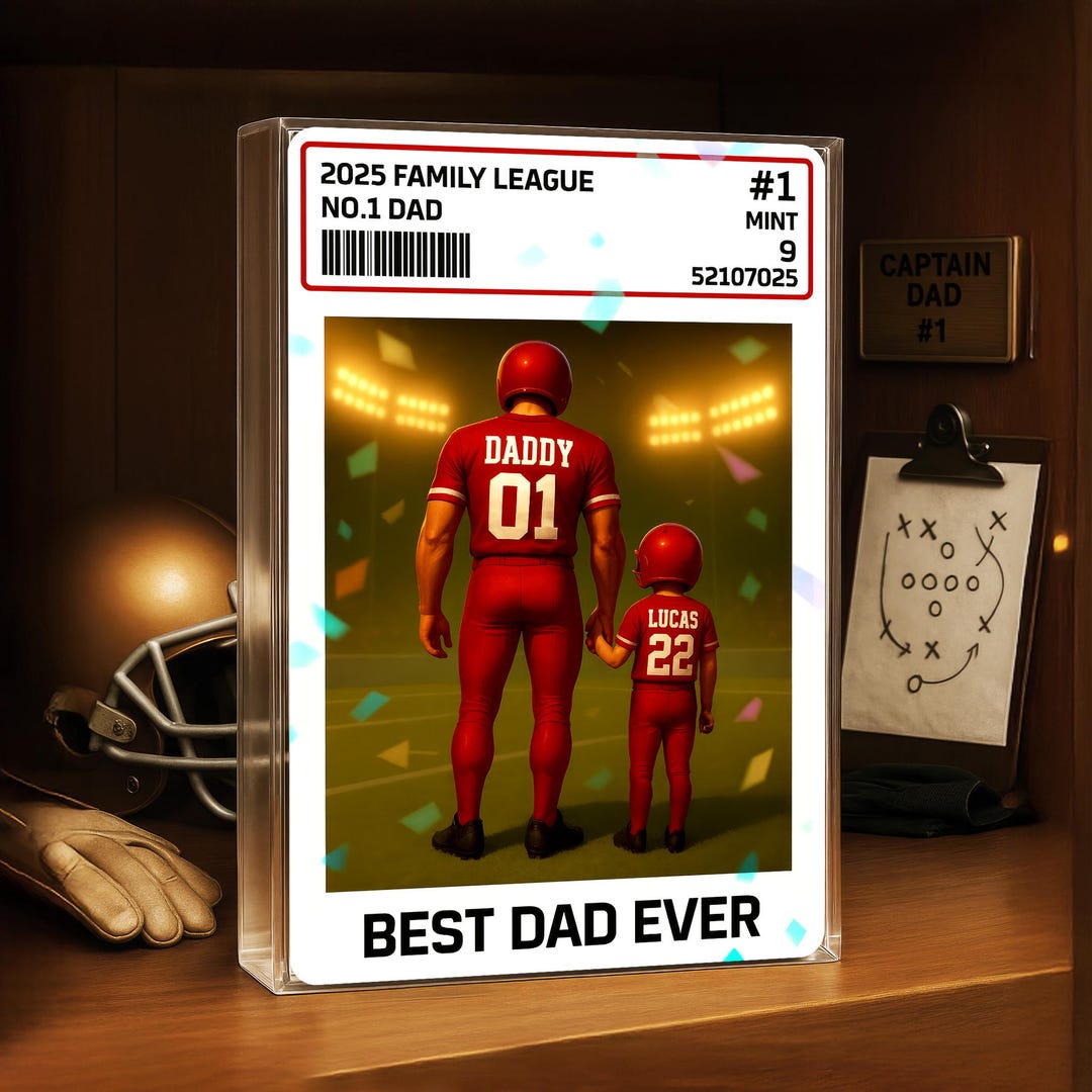 Baseball No.1 Dad, Grandpa, Man & Kids Trading Card Style Personalized ...