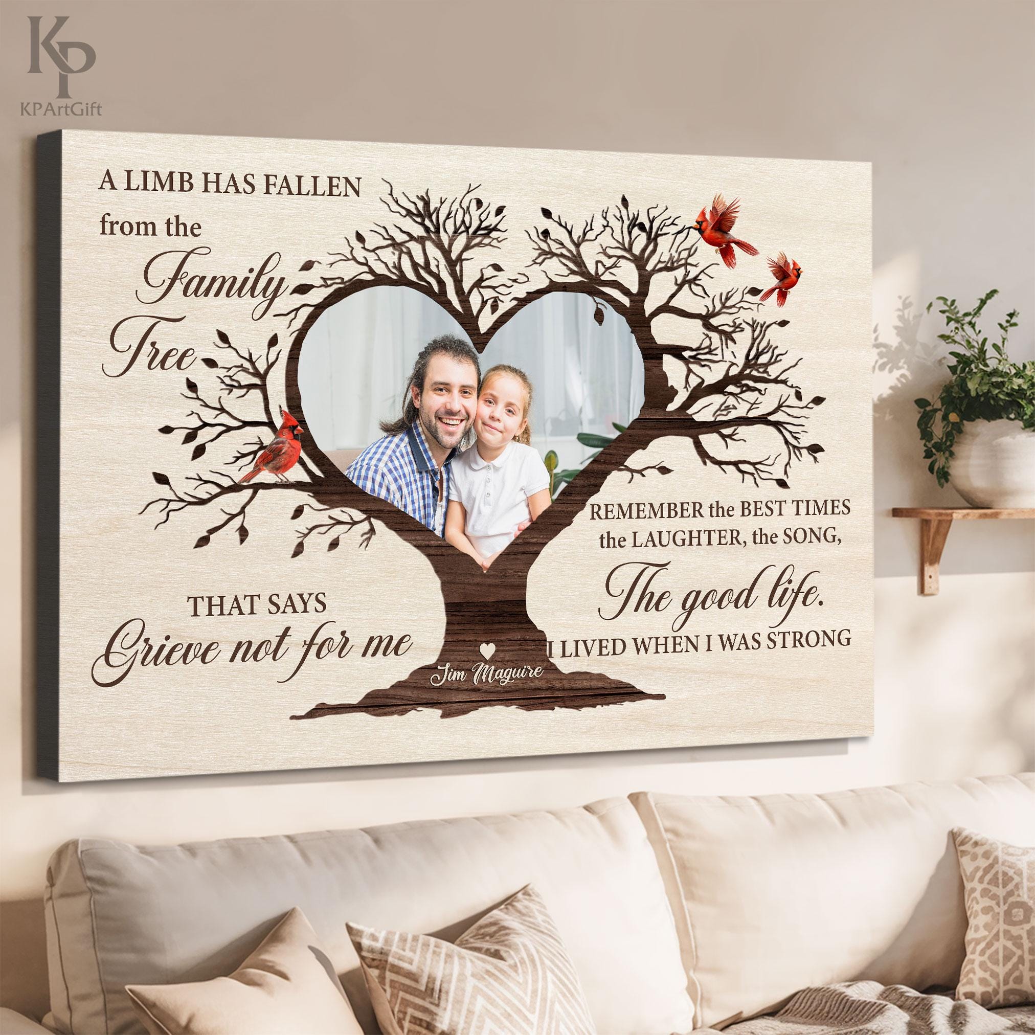 Custom Memorial Canvas With Family Tree, A Limb Has Fallen, Grief ...