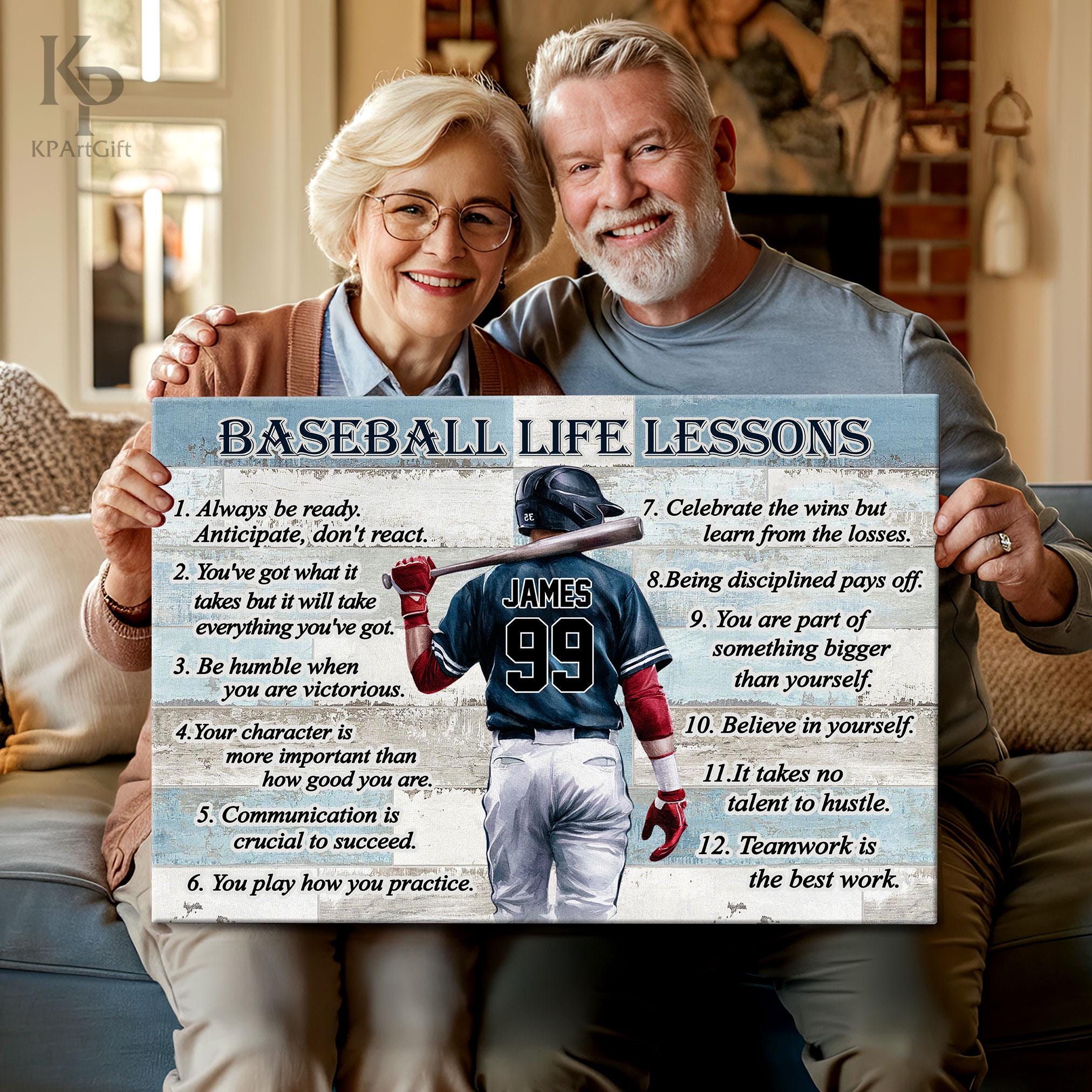 Baseball Life Lessons Custom Canvas - Personalized Motivational Sports ...