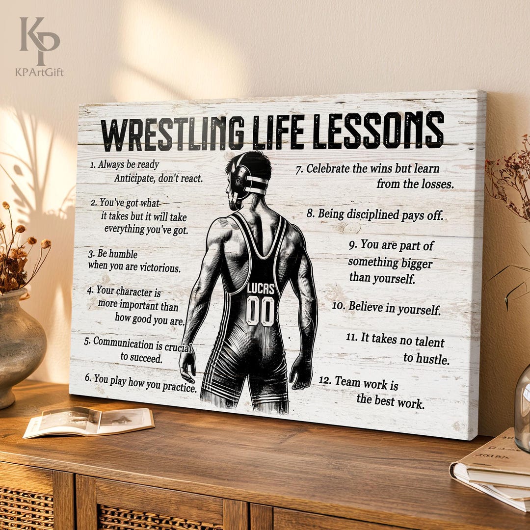 Wrestling Life Lessons Personalized Canvas, Custom Wrestling Poster ...