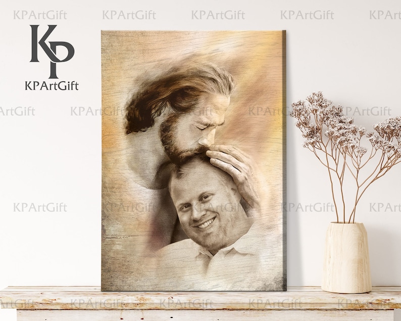 Safe in the Arms of Jesus, Memorial Canvas, Portrait With Jesus, Loss ...