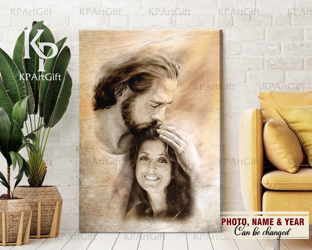 Jesus Portrait Customizable, Loss of Mother, Picture With Deceased ...