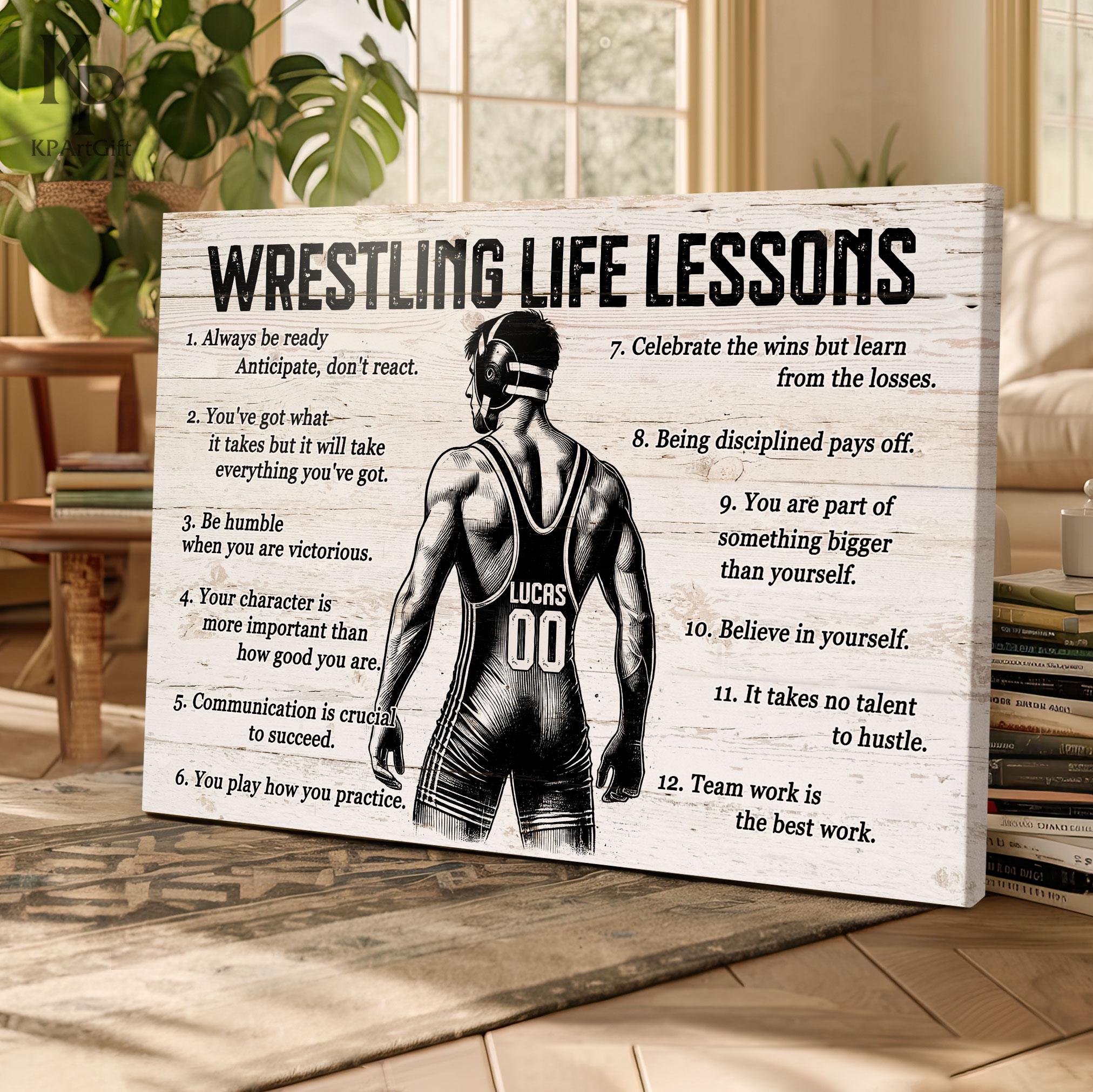 Wrestling Life Lessons Personalized Canvas, Custom Wrestling Poster ...