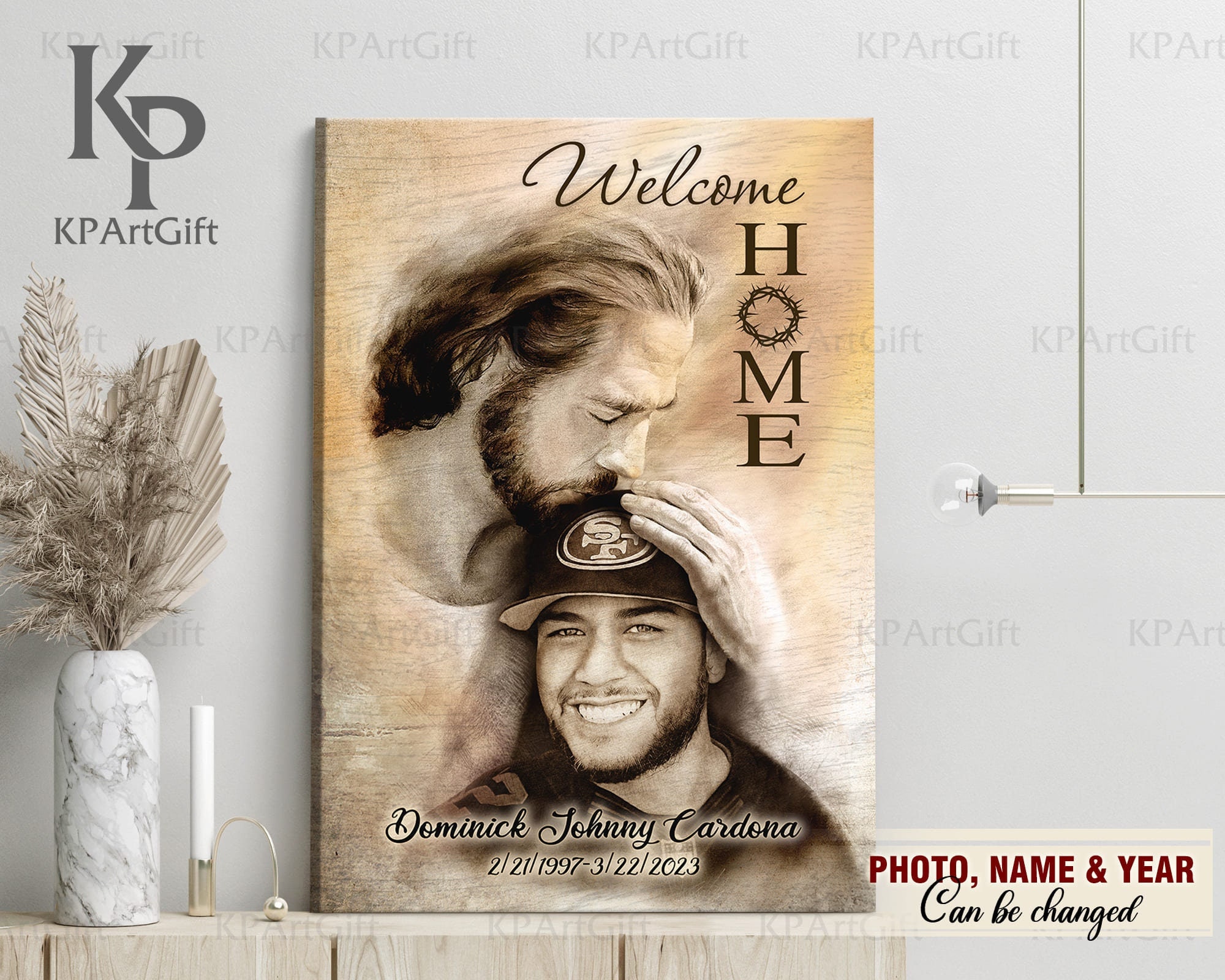 Safe in the Arms of Jesus, Memorial Canvas, Portrait With Jesus, Loss ...
