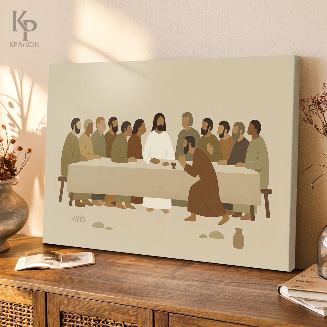 The Last Supper Christian Canvas Wall Art, Bible Inspired Minimalist of ...