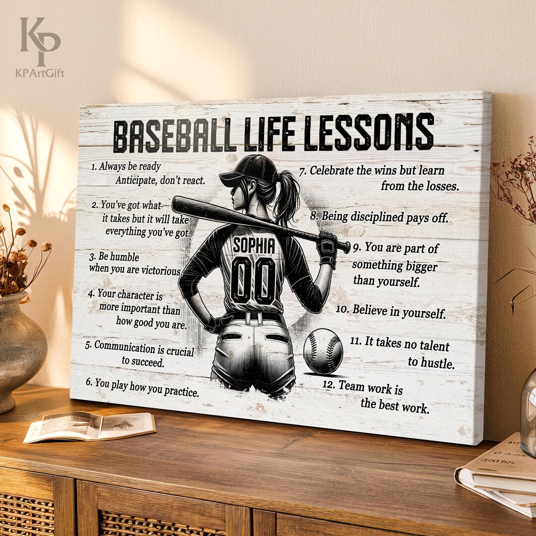 Baseball Life Lessons Personalized Canvas, Custom Baseball Poster Print ...