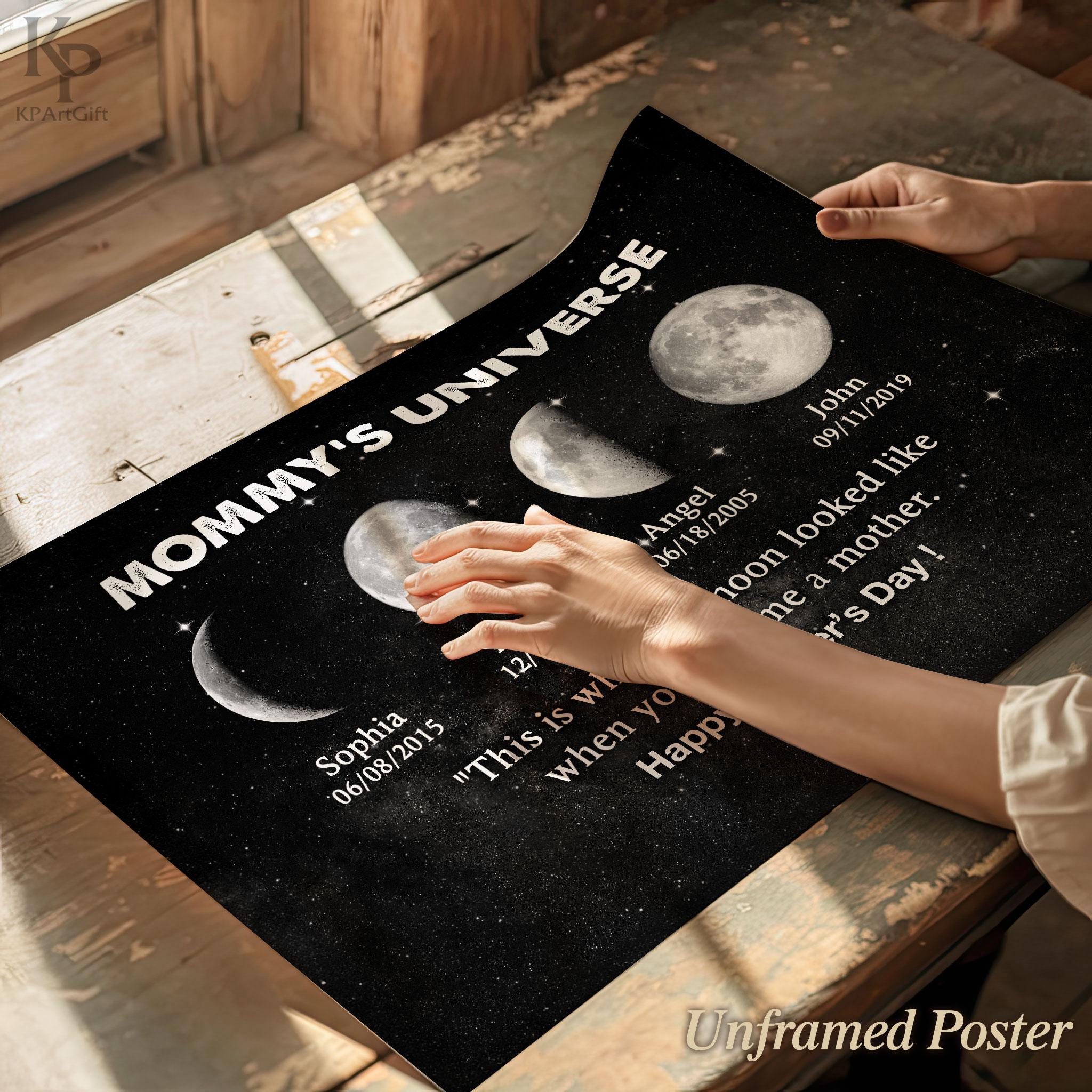 Custom Mommy’s Universe Moon Phase, Mother’s Day Gift With Kids’ Birth ...