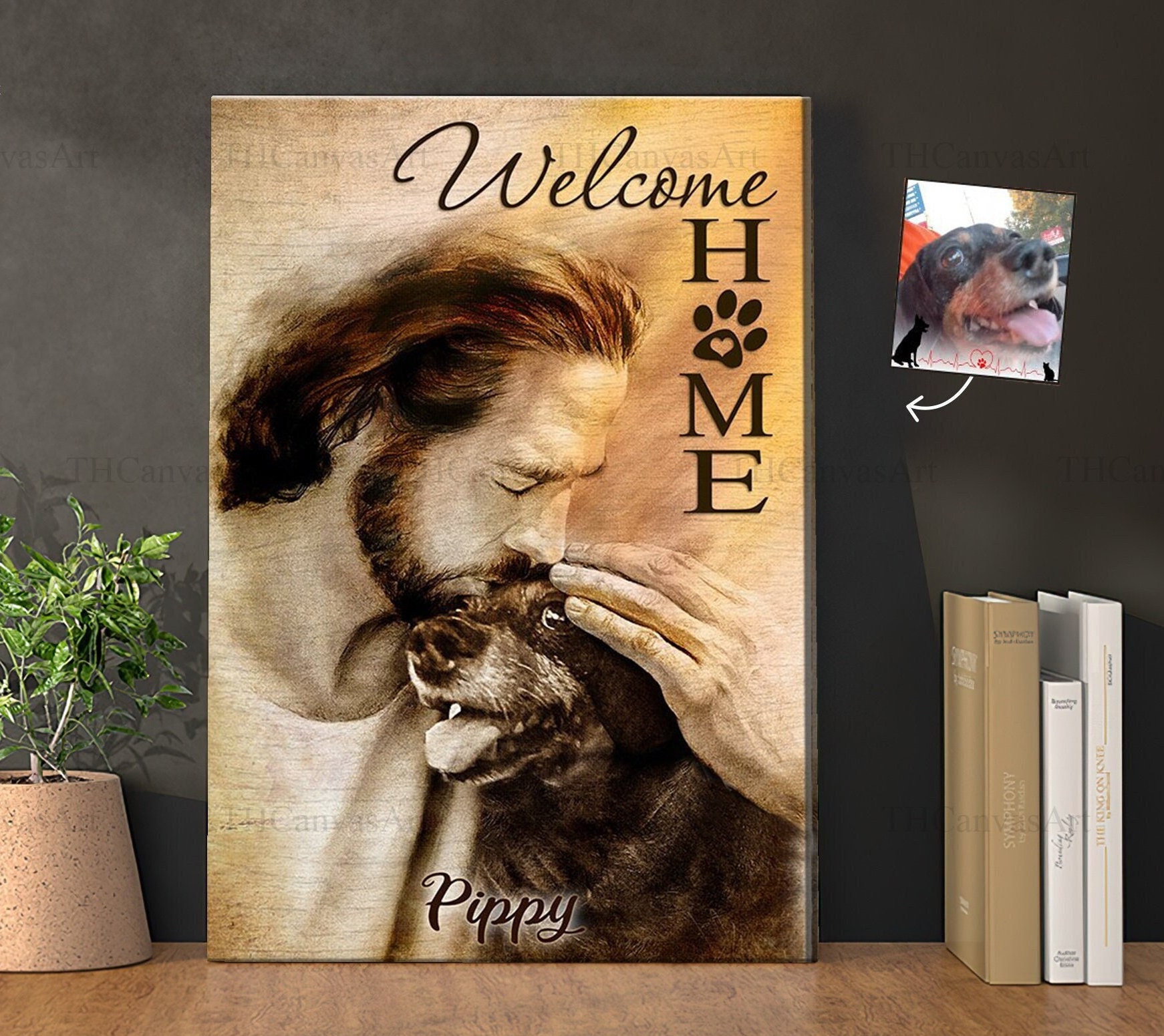 Jesus With Cat Painting Jesus and Cat Welcome Home Canvas - Etsy