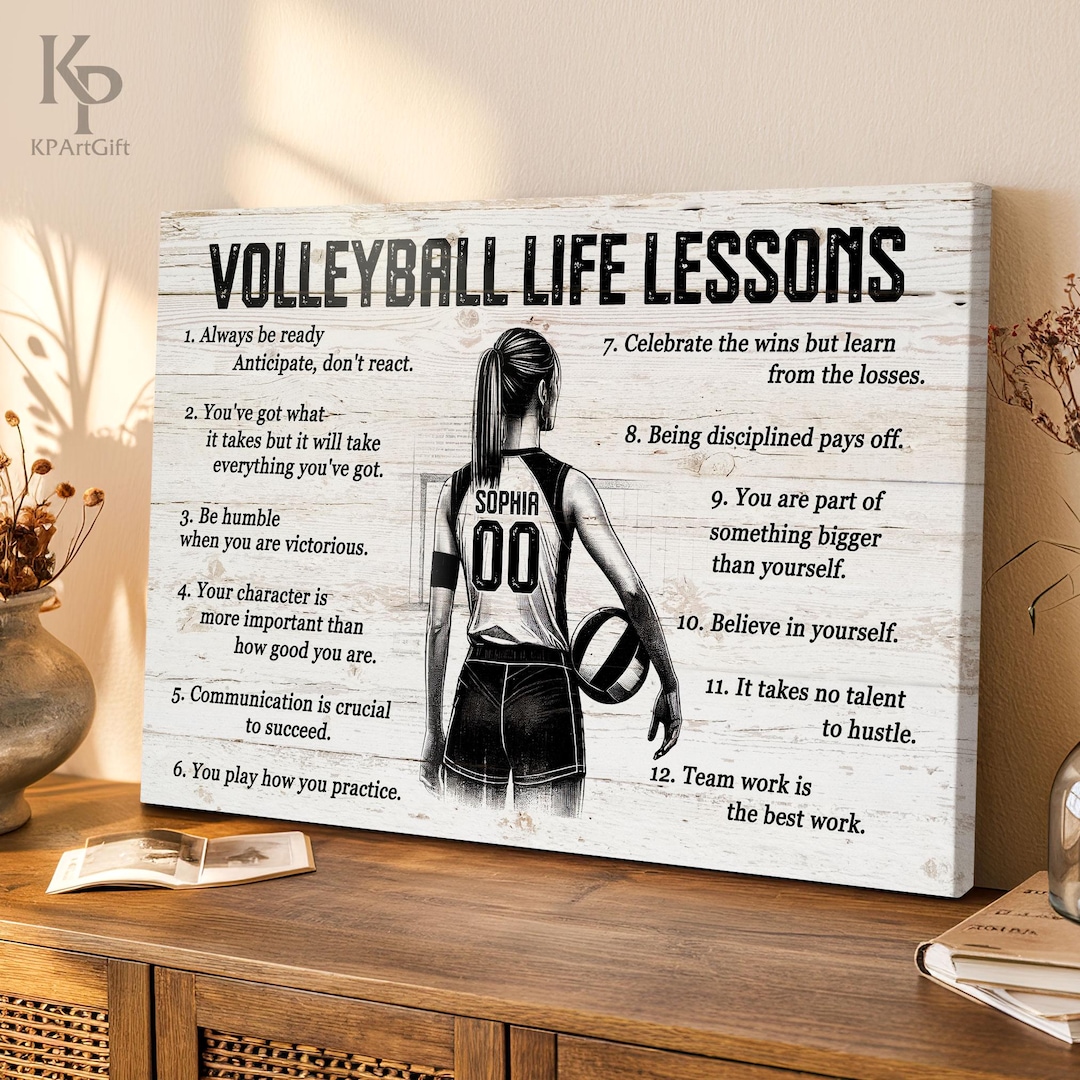 Volleyball Life Lessons Personalized Canvas, Custom Volleyball Poster ...