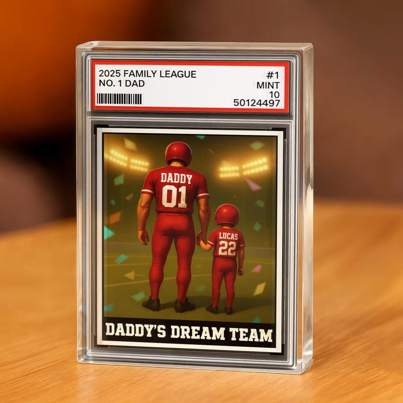 Baseball No.1 Dad, Grandpa, Man & Kids Trading Card Style Custom ...