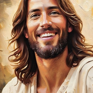 Smiling Jesus – Uplifting Christian Wall Art, Rustic Religious Decor ...