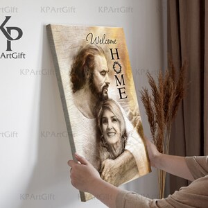 Portrait With Jesus, Welcome Home Jesus Canvas Wall Art, Custom ...