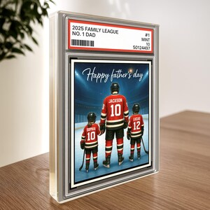 Hockey No. 1 Dad Grandpa Man & Kids Trading Card Style Personalized ...