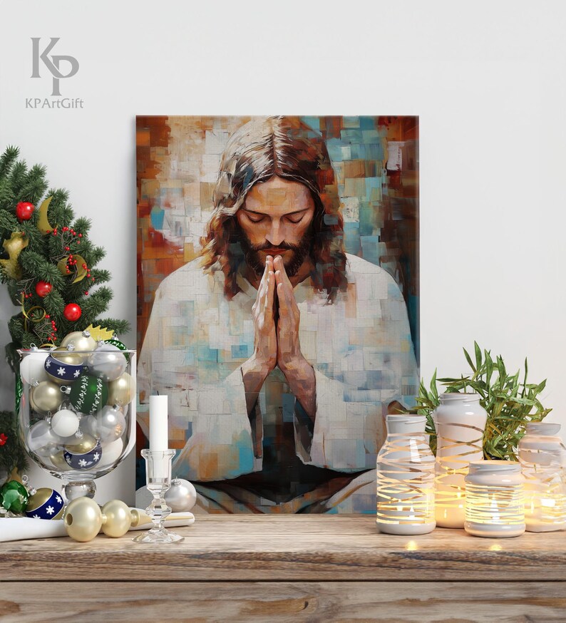 Jesus Praying Canvas Art, Sacred Moment of Reflection, Christian Wall ...