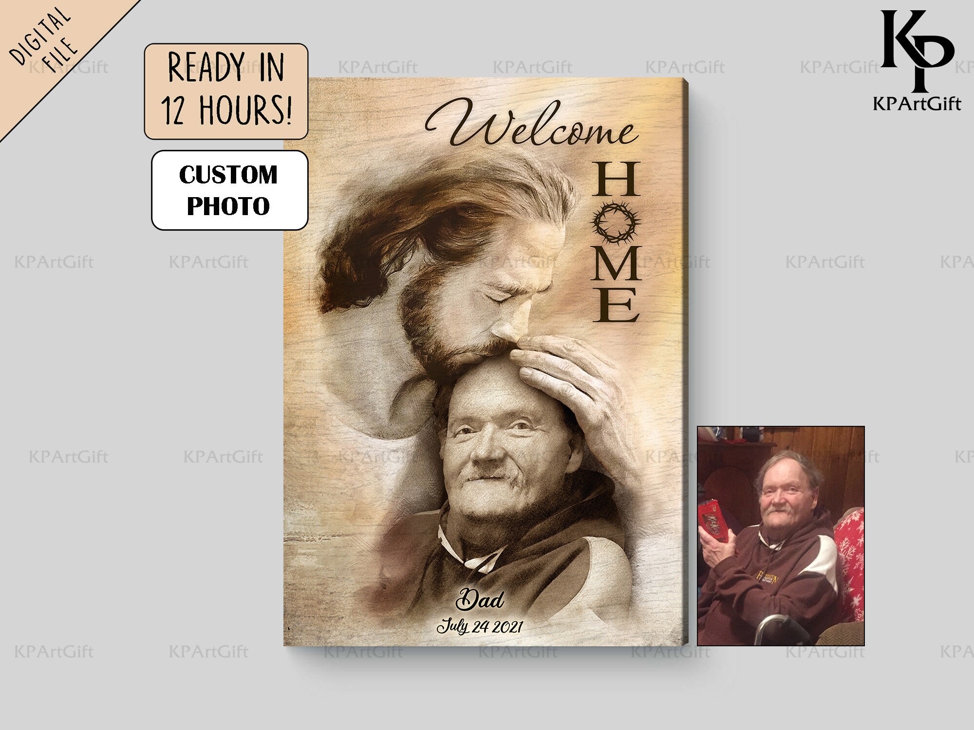 Welcome Home Safe God Hand Art, DIGITAL File Memorial Canvas PNG ...