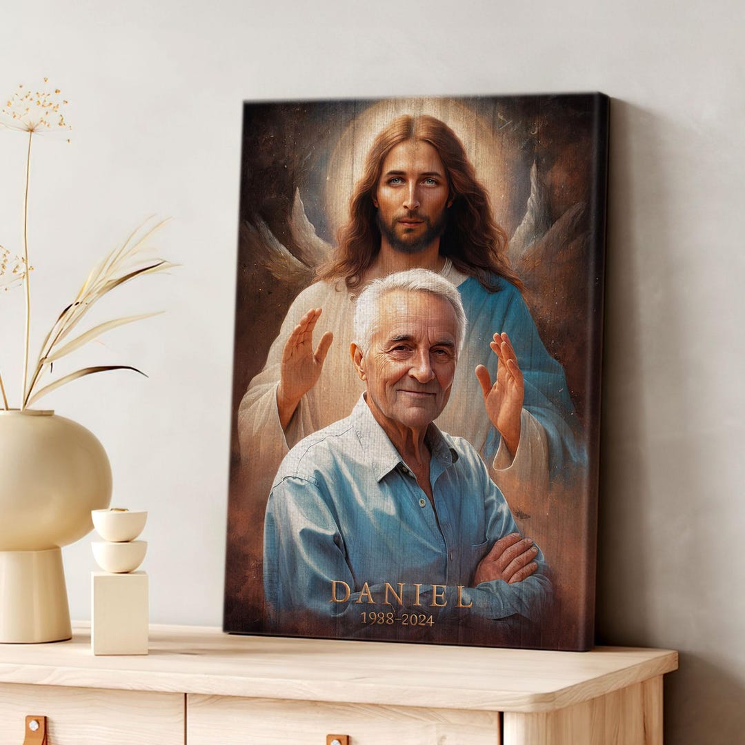 Personalized Jesus & Loved One Memorial Canvas – Spiritual Tribute ...