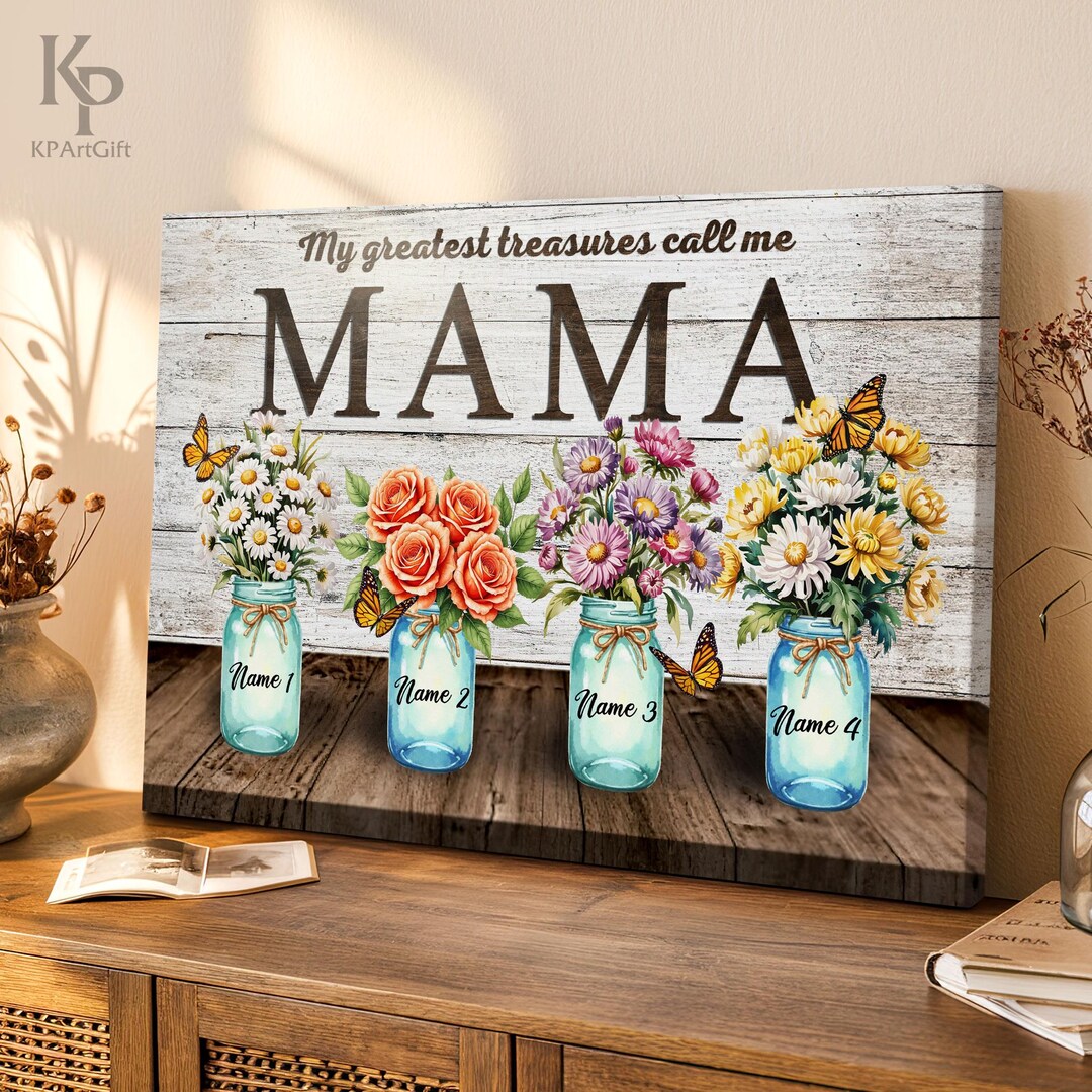 Mama Flower With Mason Jars, Custom Floral Mother's Day Gift 2025 From ...
