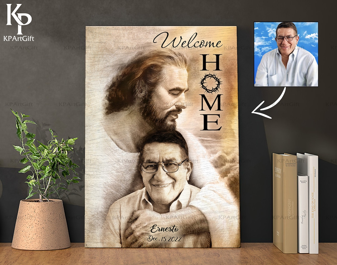 Portrait With Jesus, Welcome Home Jesus Canvas Wall Art, Custom ...