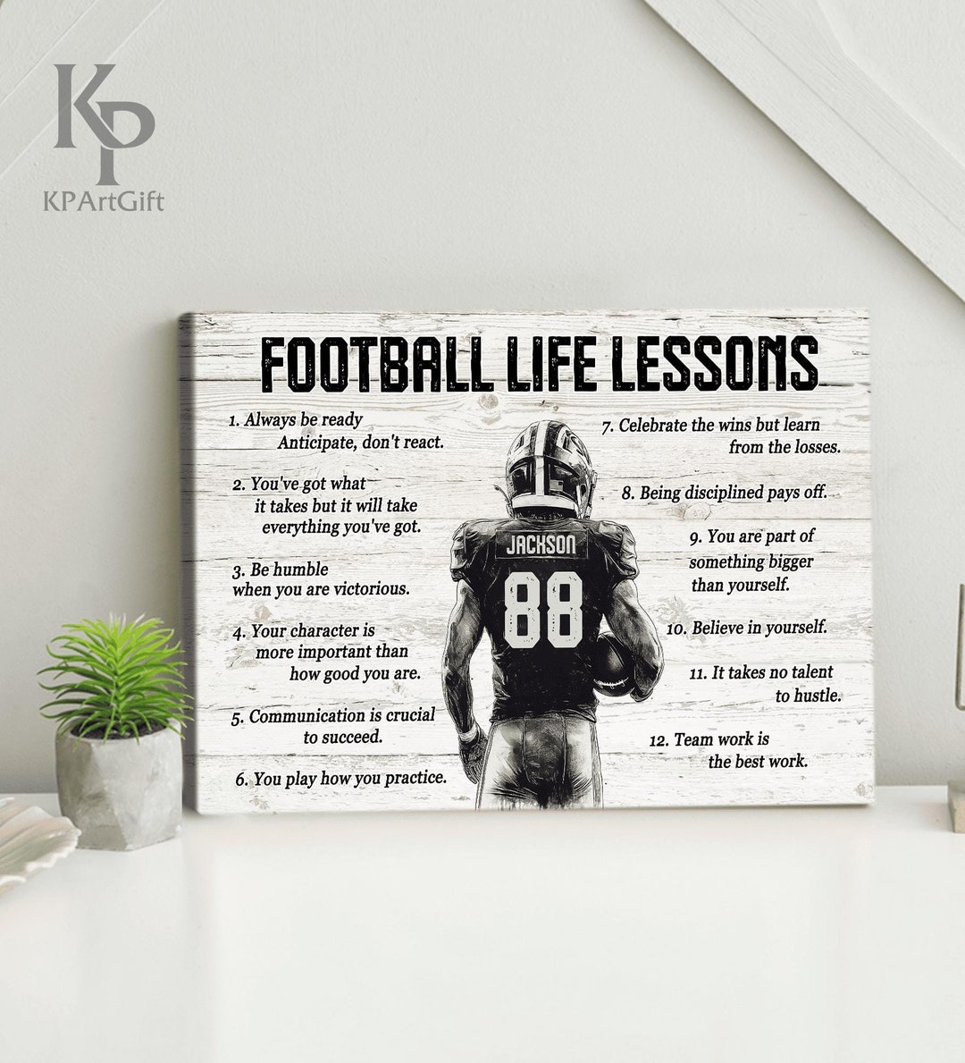 Football Life Lessons Personalized Canvas Poster, Custom Football Wall ...