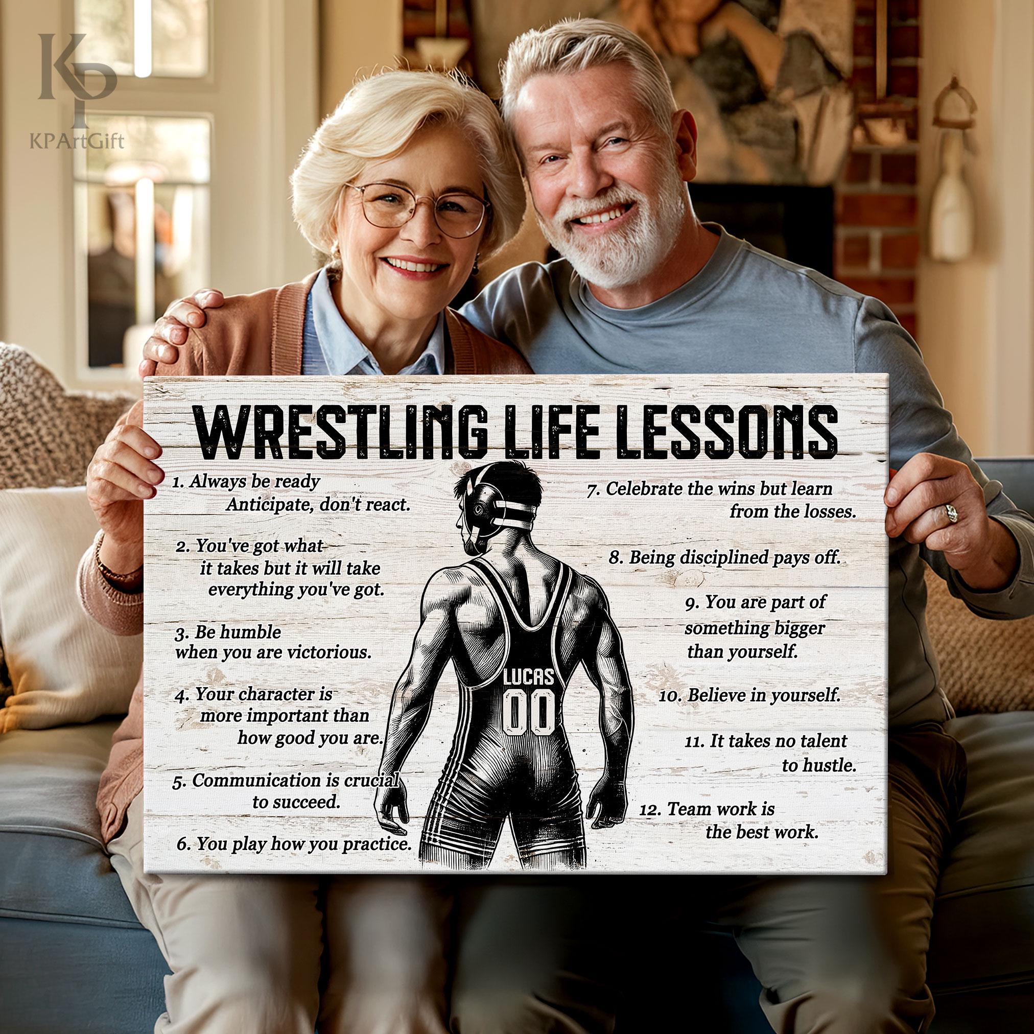 Wrestling Life Lessons Personalized Canvas, Custom Wrestling Poster ...