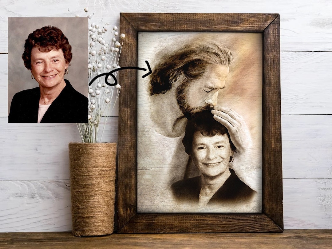 Custom Memorial Portrait With Jesus - Personalized PNG File, Christian ...
