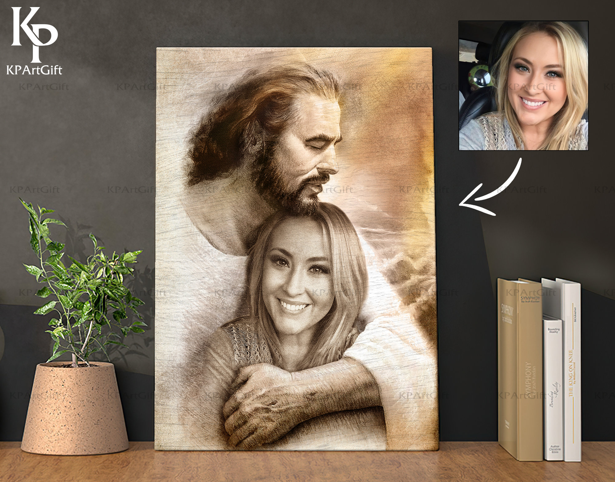 Portrait With Jesus, Welcome Home Jesus Canvas Wall Art, Custom ...